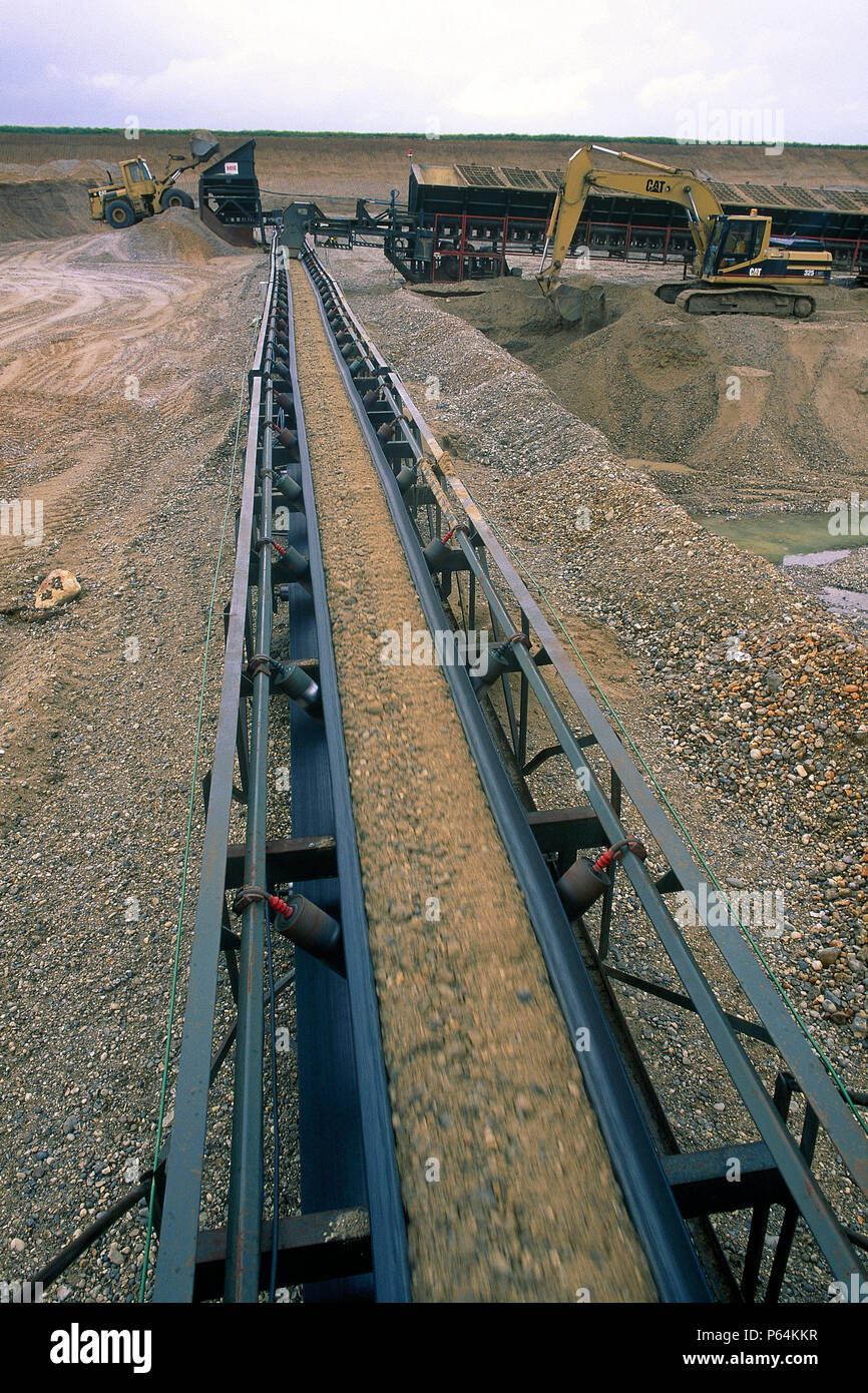 Aggregate transportation using wheeled loader, conveyor and excavator ...