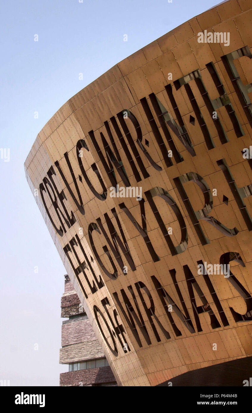 Designed and built in Wales, the Wales Millennium Centre on Cardiff Bay ...