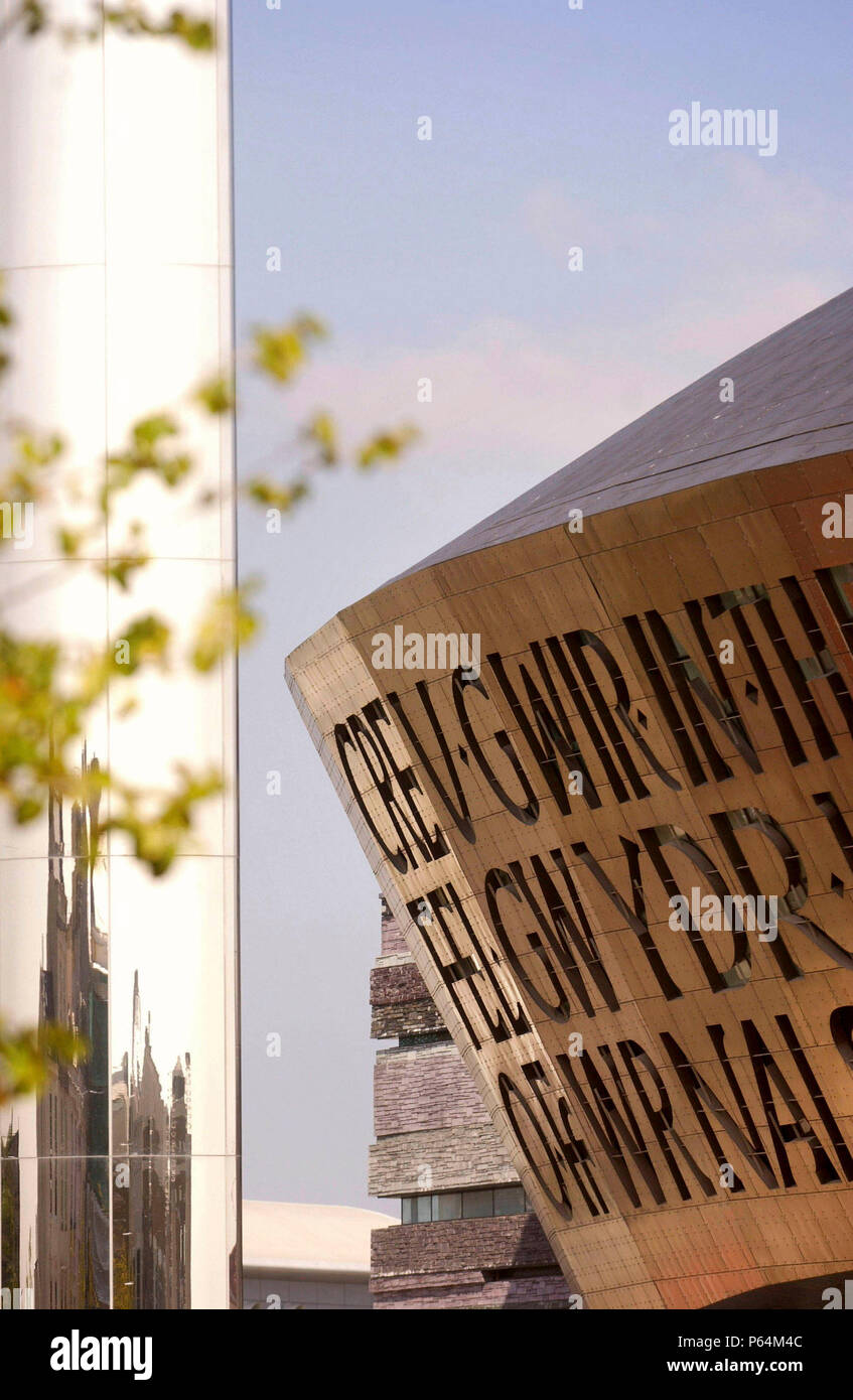 Designed and built in Wales, the Wales Millennium Centre on Cardiff Bay ...