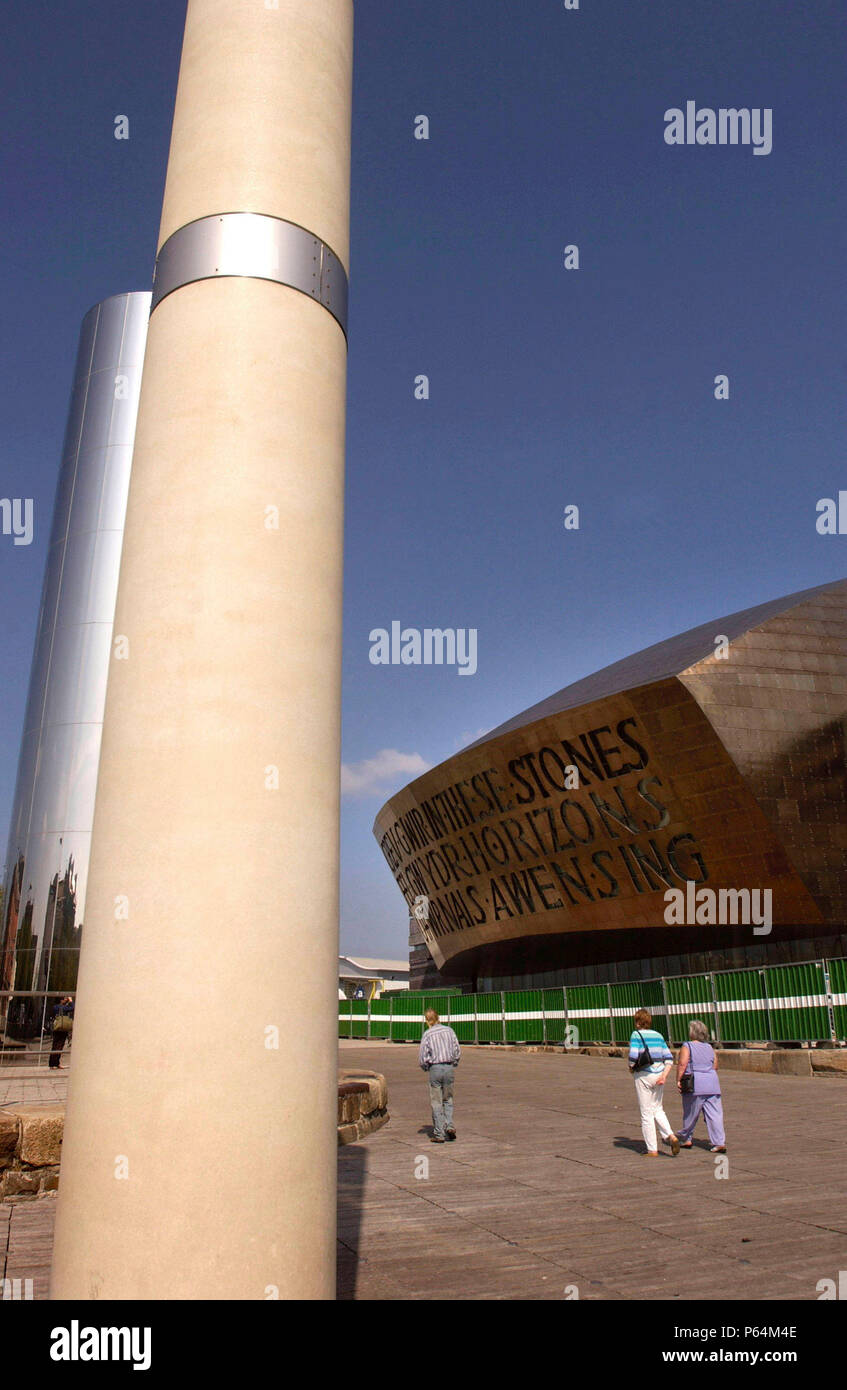 Designed and built in Wales, the Wales Millennium Centre on Cardiff Bay ...