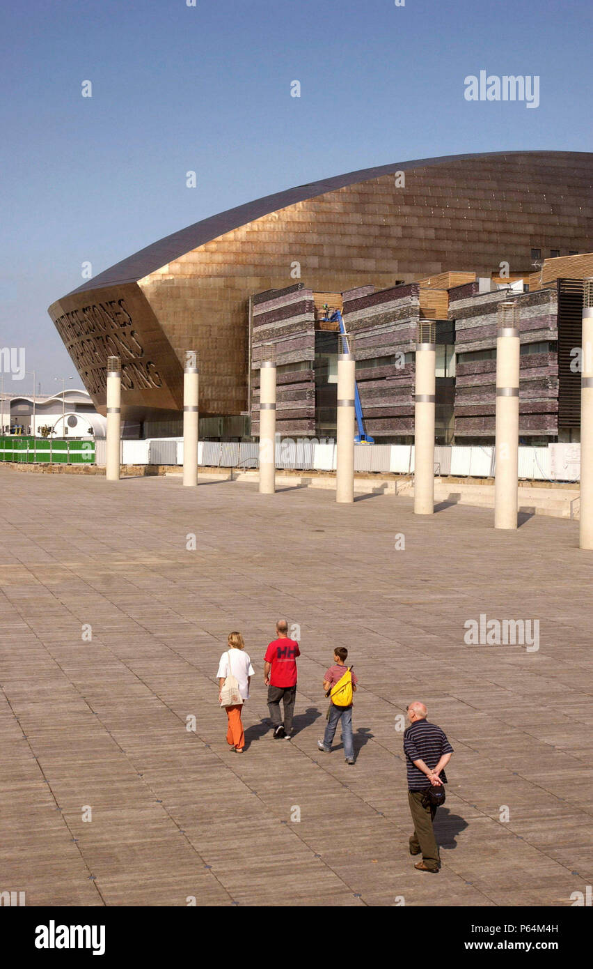 Designed and built in Wales, the Wales Millennium Centre on Cardiff Bay ...