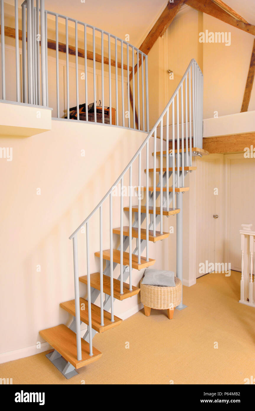 A staircase in a converted barn UK Stock Photo - Alamy