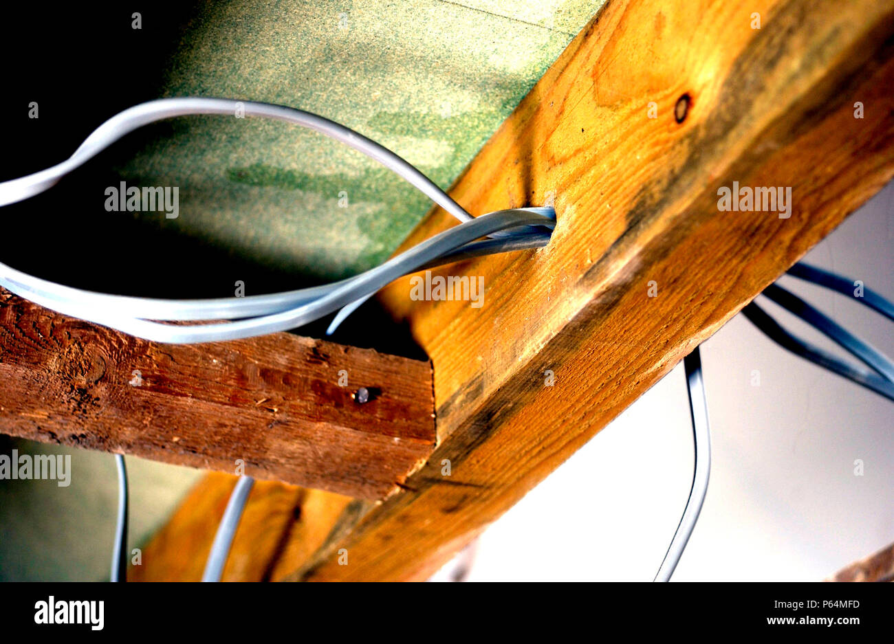 New wires installed in a domestic dwelling Stock Photo - Alamy