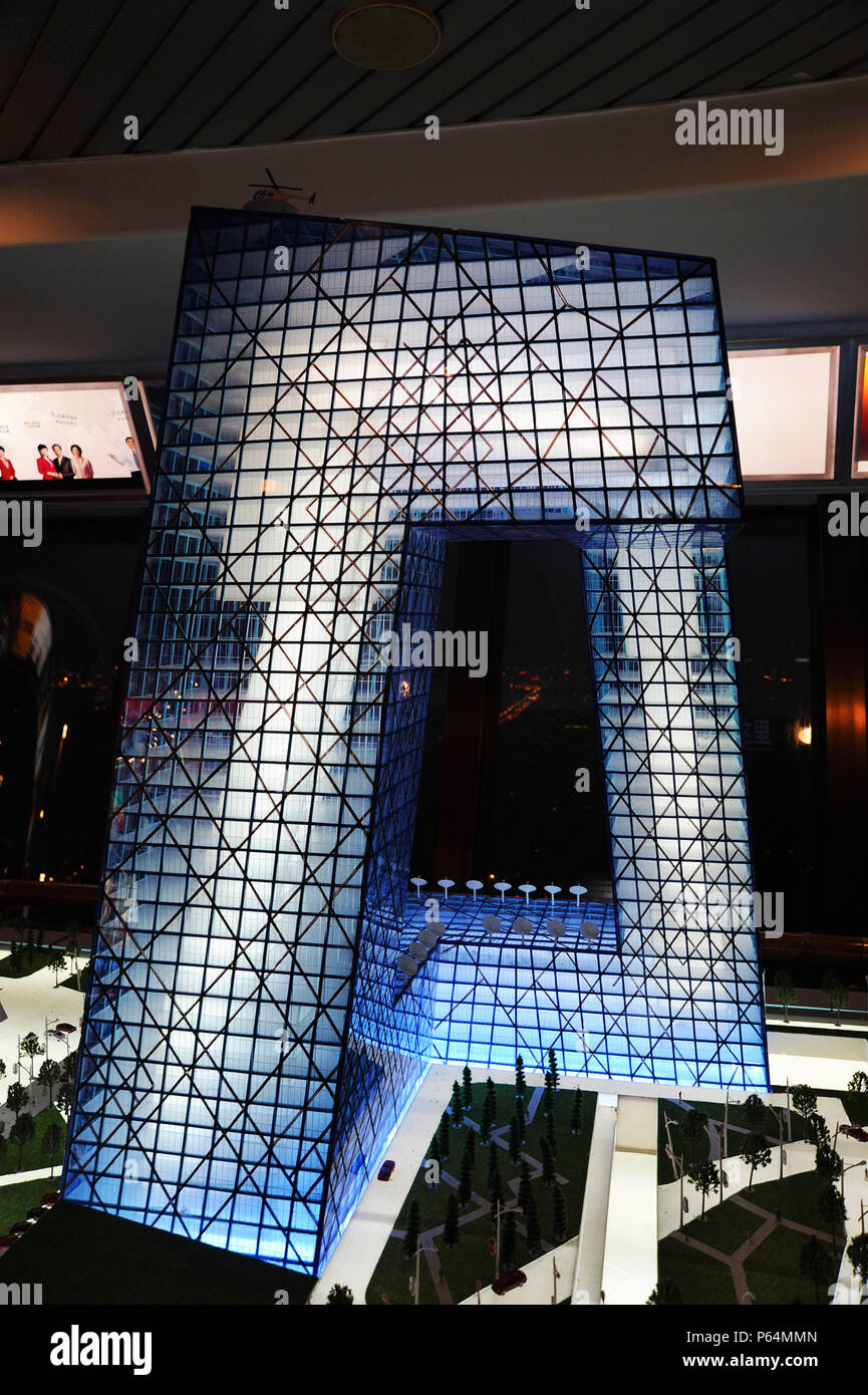Model of new China Central Television Tower in the TV tower, Beijing ...