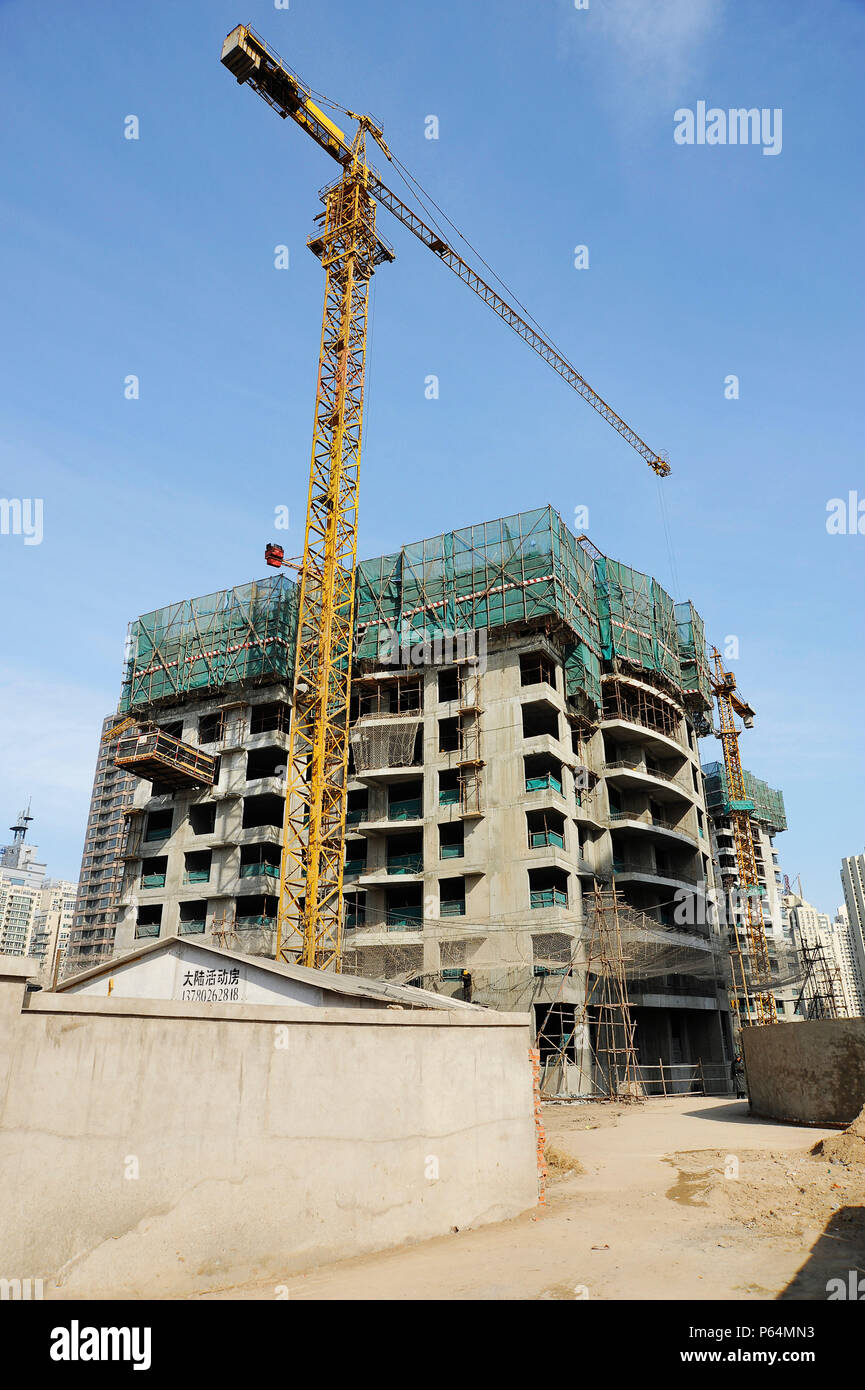 New residential block under construction, northeast Beijing, China ...