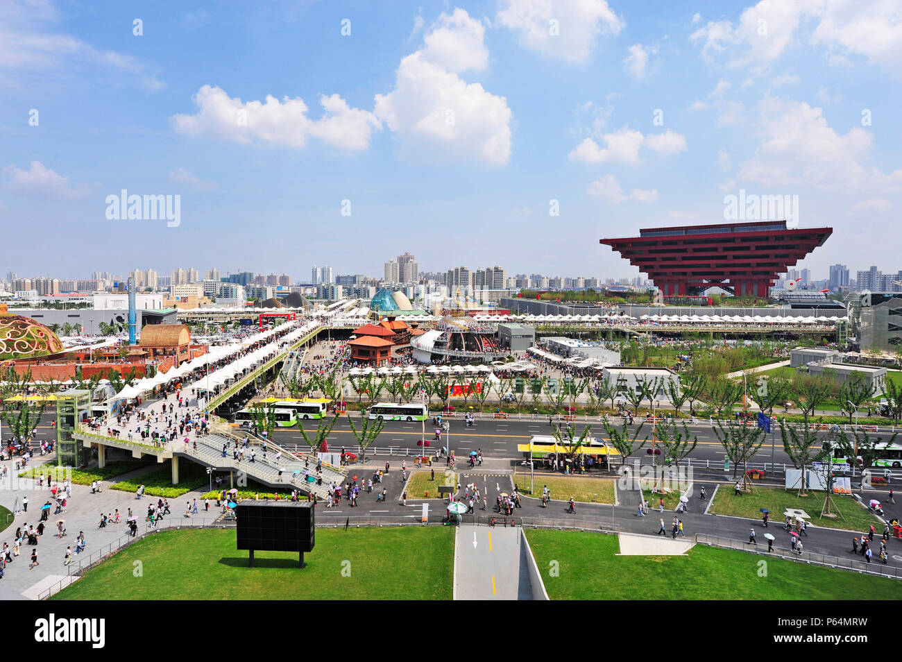 View across the pavillions at the 2010 Shanghai World Expo, China Stock ...