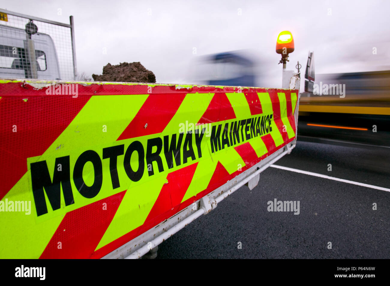 A lorry in road works Stock Photo - Alamy