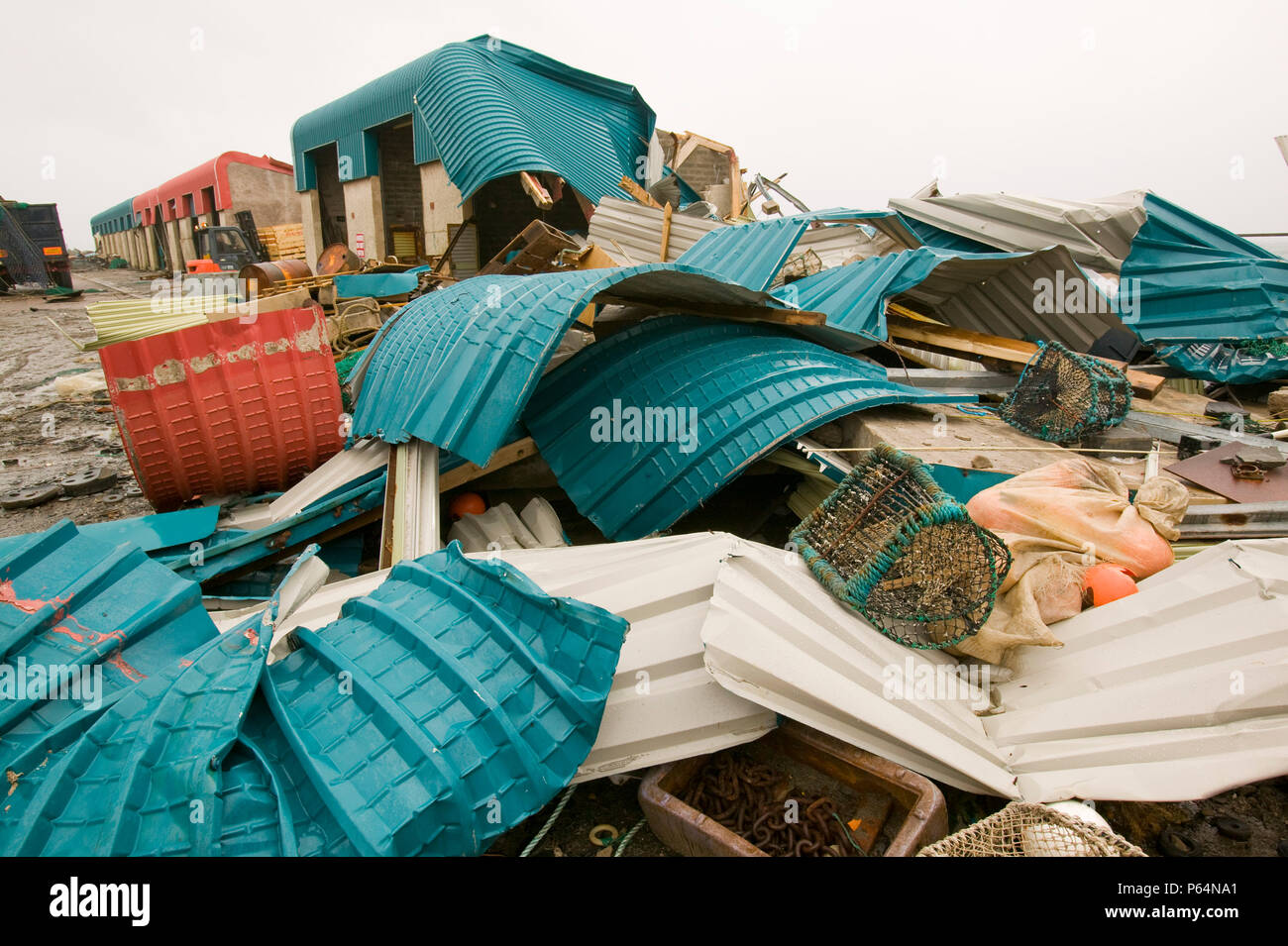 Buildings destroyed by an extreme storm surge that hit Mallaig in ...