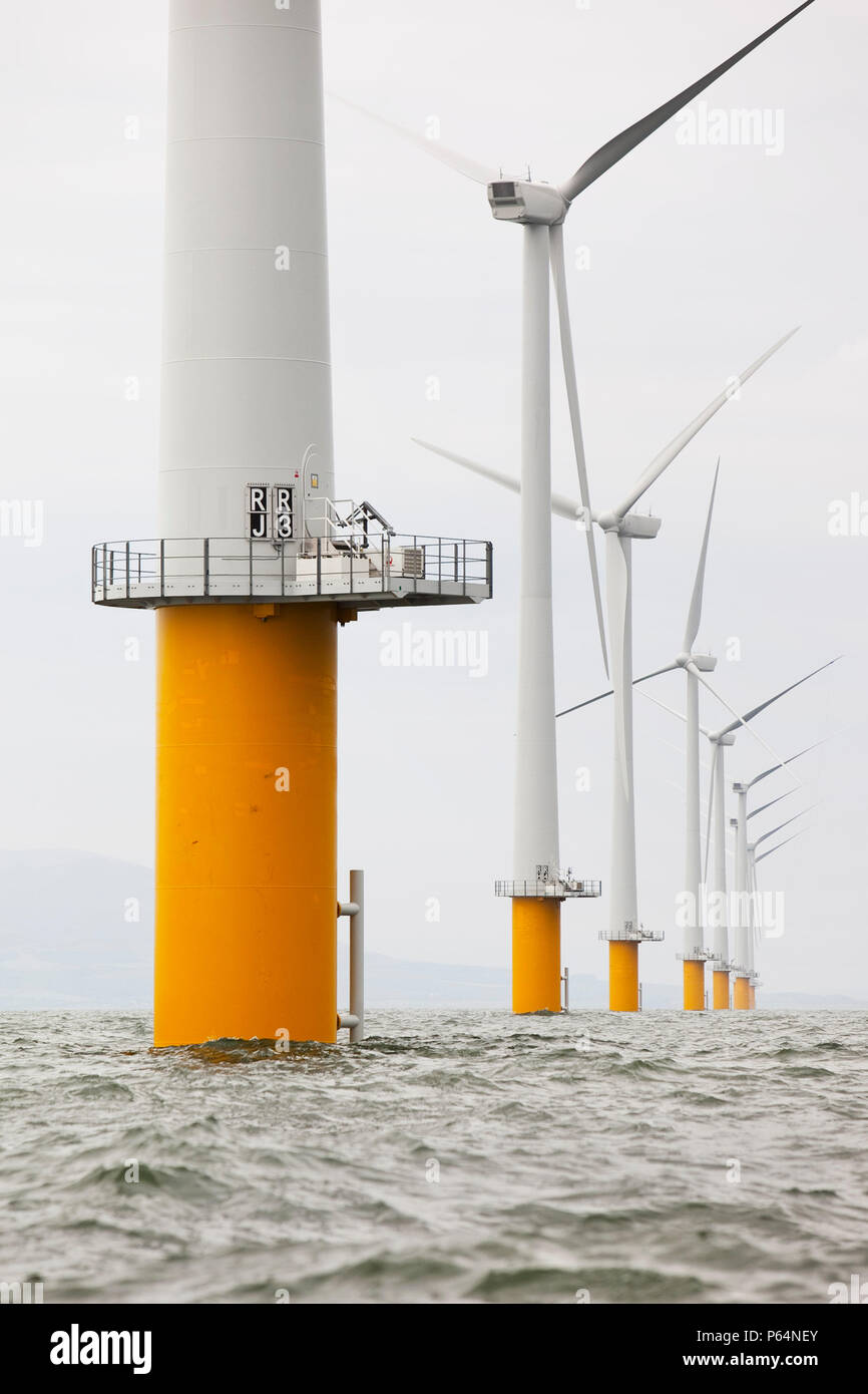 The newly built Robin Rigg offshore wind farm in the solway firth ...