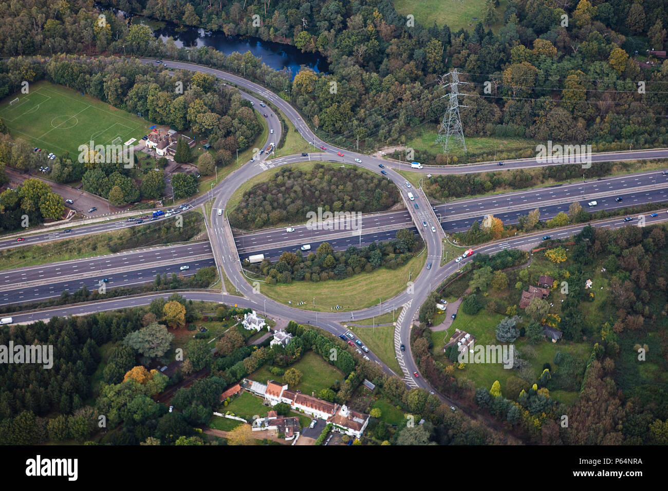 Aerial View of major motorway road intersection Stock Photo - Alamy
