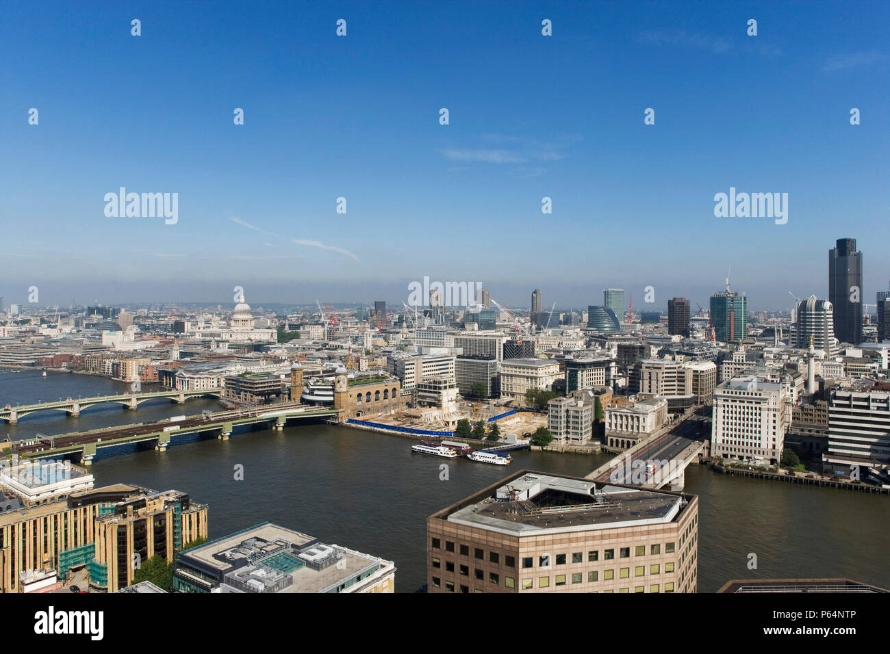 City of London view from London Bridge house over River Thames, London ...