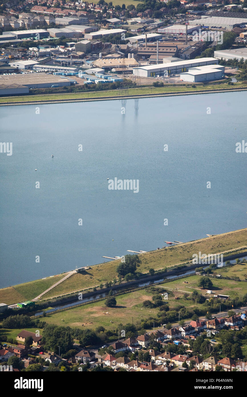 Chingford reservoirs, London, UK, aerial view Stock Photo - Alamy