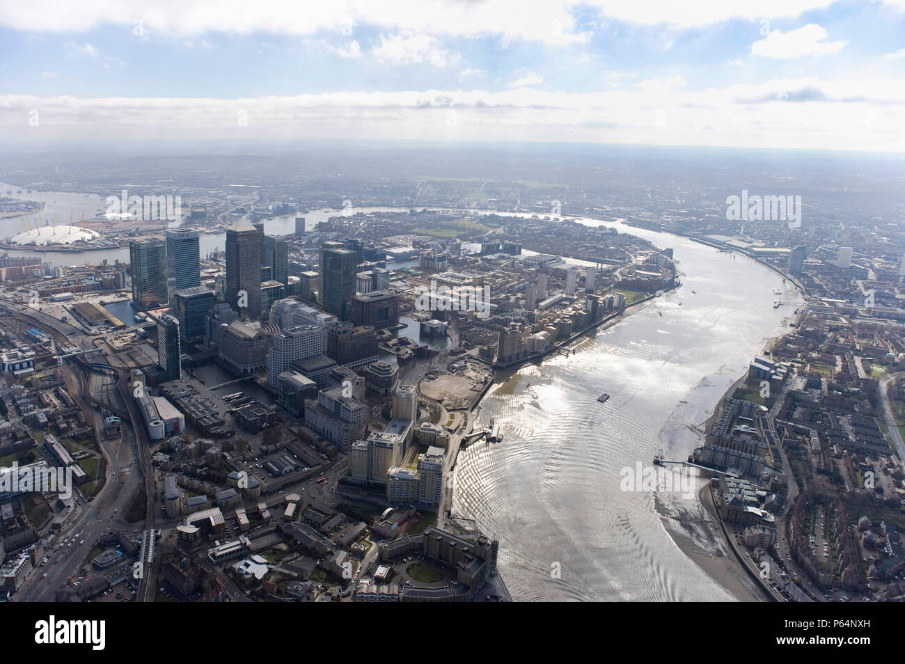 Aerial view of Docklands, River Thames, London, UK Stock Photo - Alamy