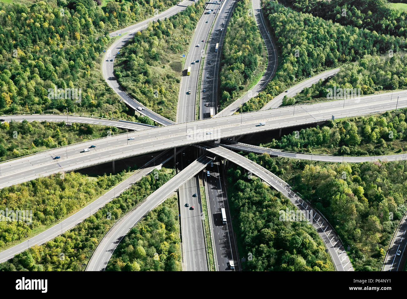 Aerial View of major motorway road intersection Stock Photo - Alamy