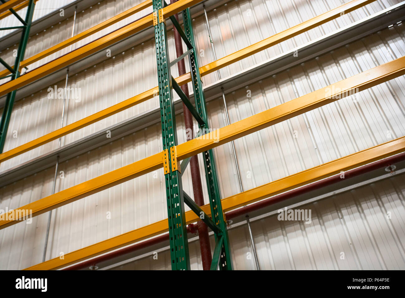 Warehouse detail of shelving and racks Stock Photo - Alamy