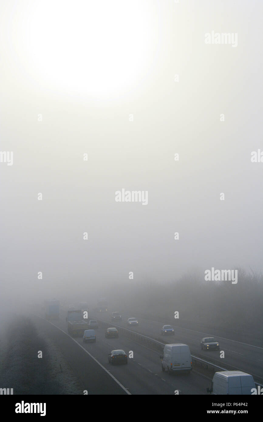 Sun fog motorway hi-res stock photography and images - Alamy