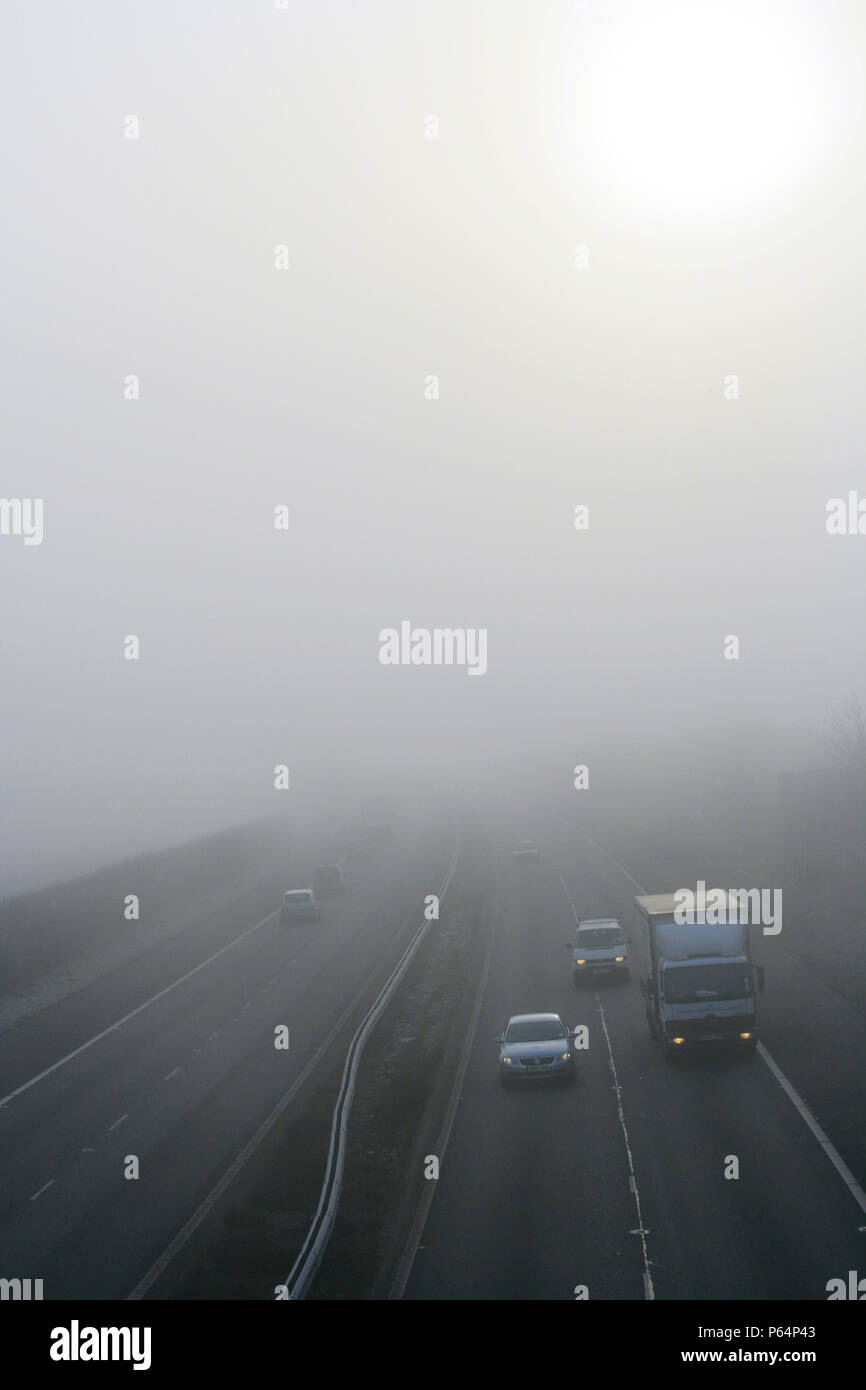 Sun fog motorway hi-res stock photography and images - Alamy