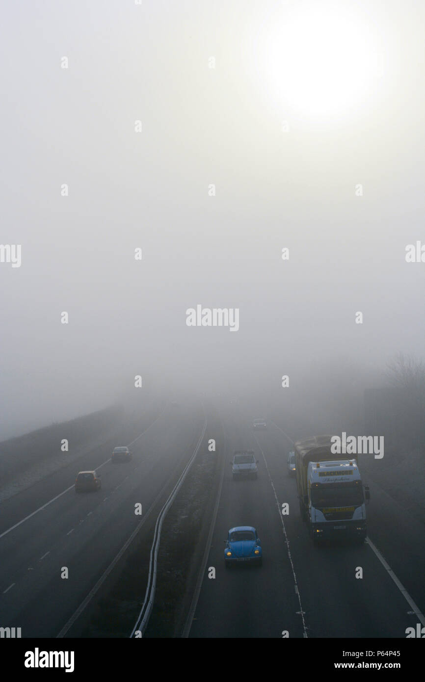 Sun fog motorway hi-res stock photography and images - Alamy