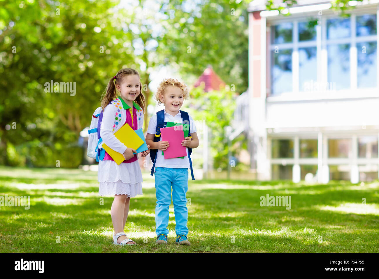 Children go back to school. Start of new school year after summer ...