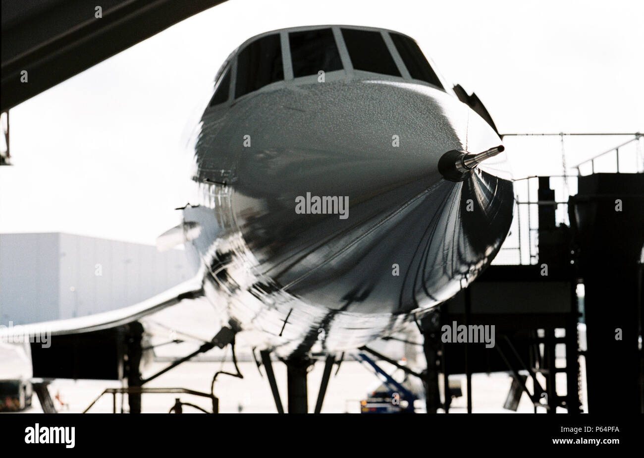 Aircraft maintenance. Concorde during its last days in operation Stock ...