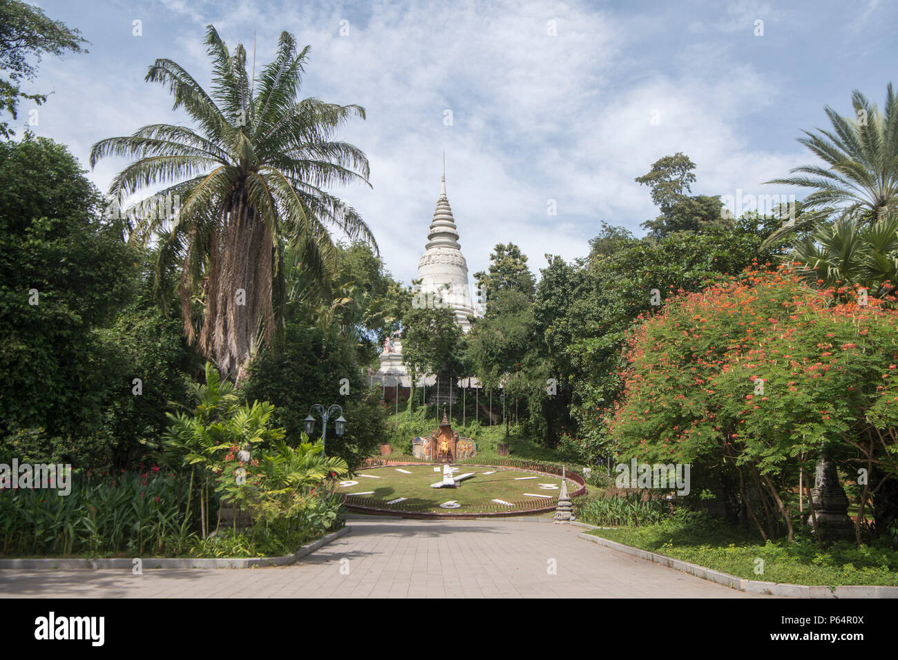 the Wat Phnom Park in the city of Phnom Penh of Cambodia. Cambodia ...