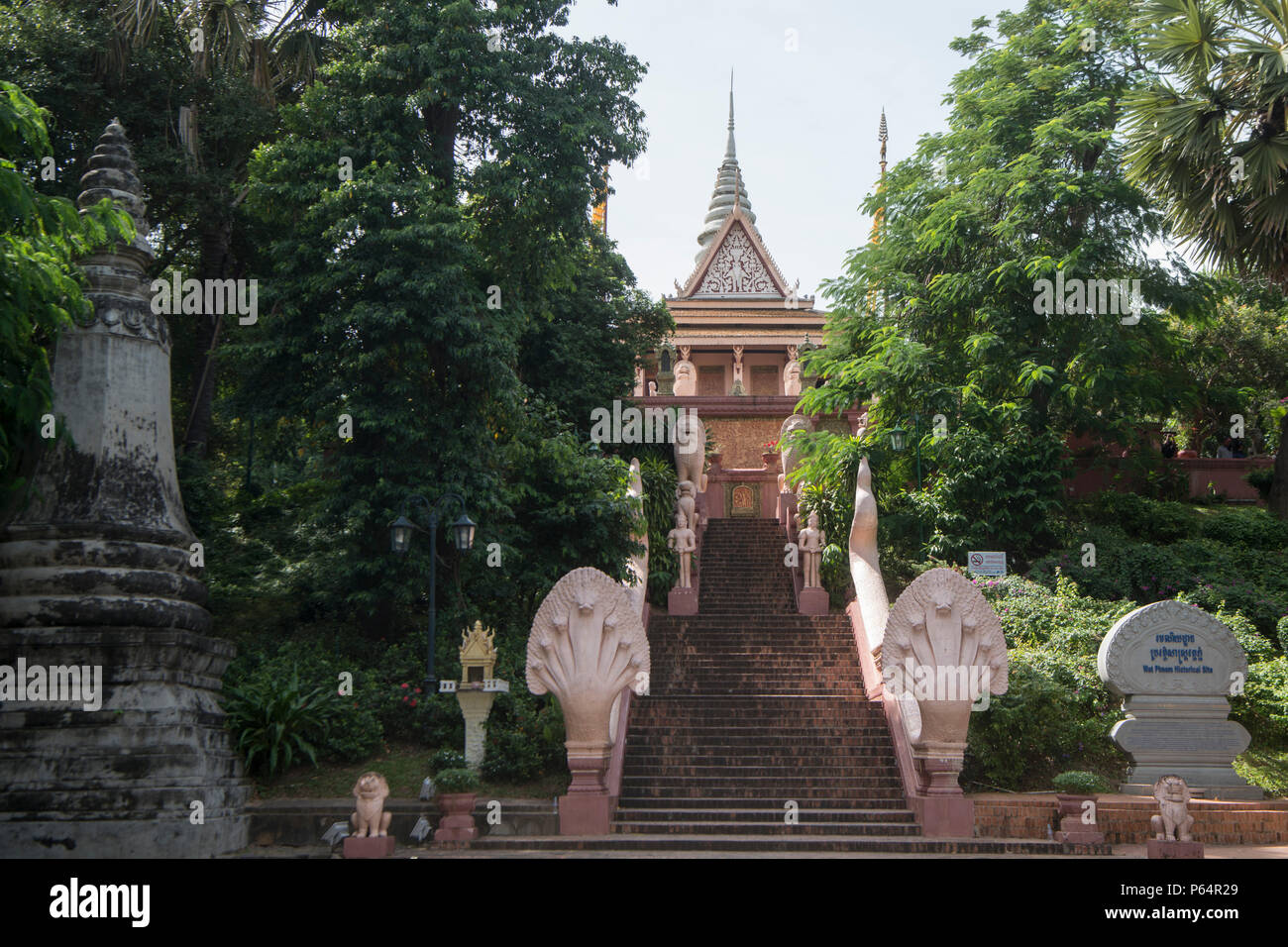 the Wat Phnom Park in the city of Phnom Penh of Cambodia. Cambodia ...