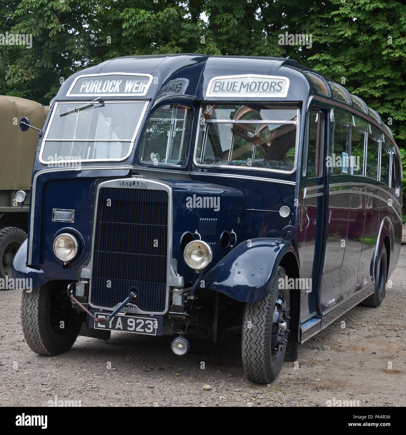 Vintage Blue Motors coach on display at the War on the Line event 2018 ...