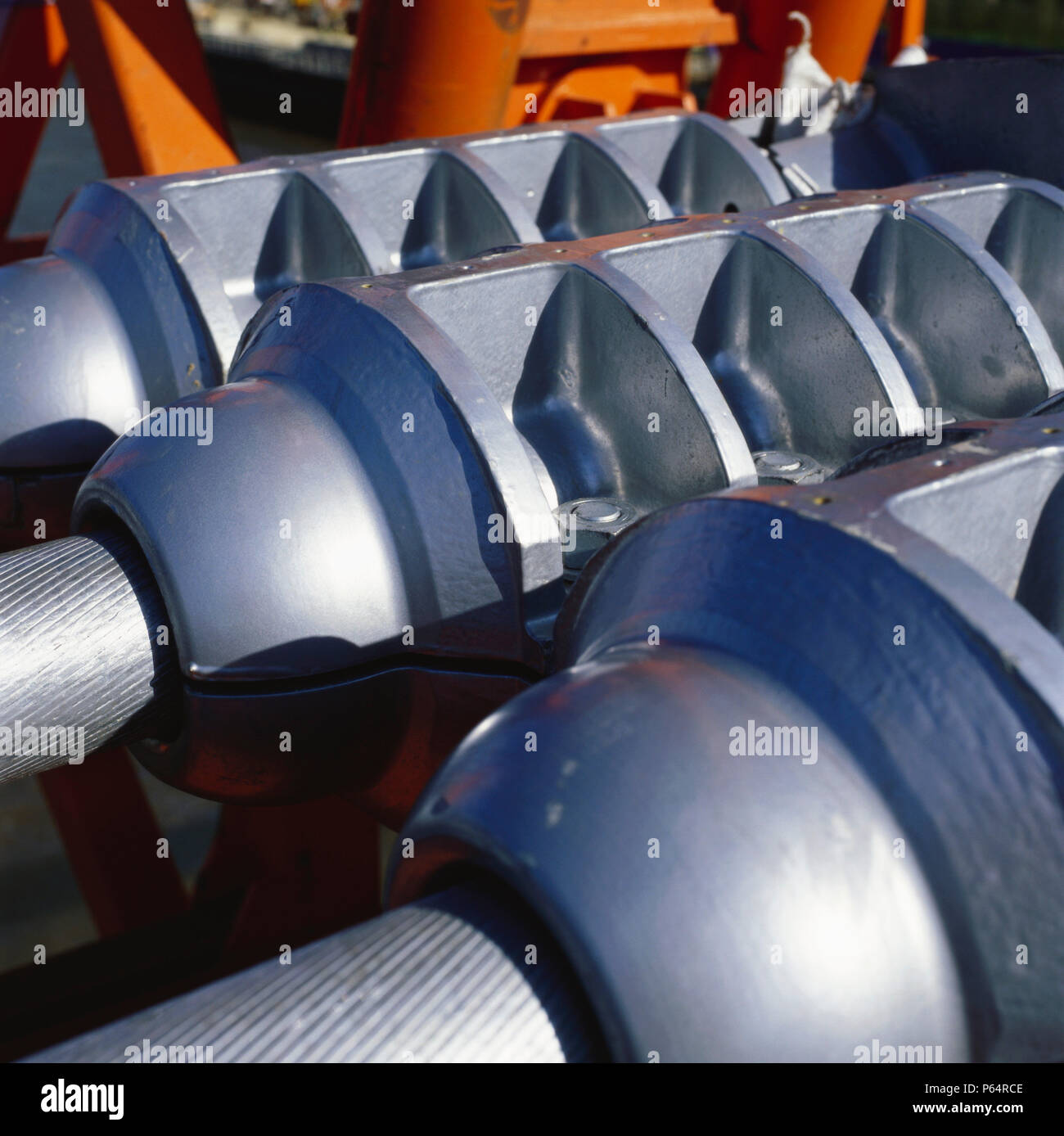 Cable clamps, close up, Millennium Bridge, London, UK Stock Photo - Alamy