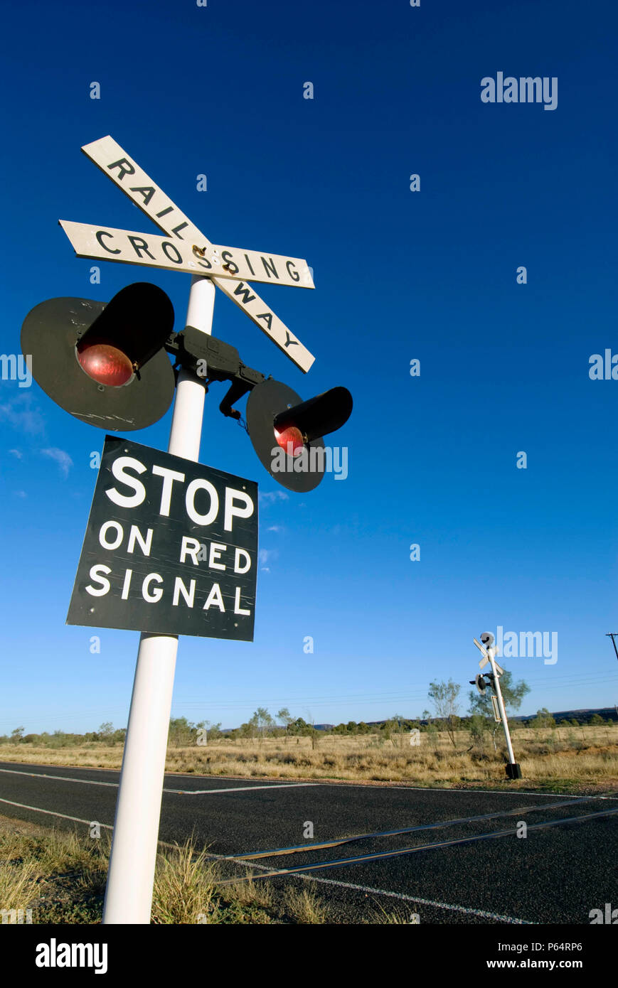 Railway crossing sign in outback Australia Stock Photo - Alamy