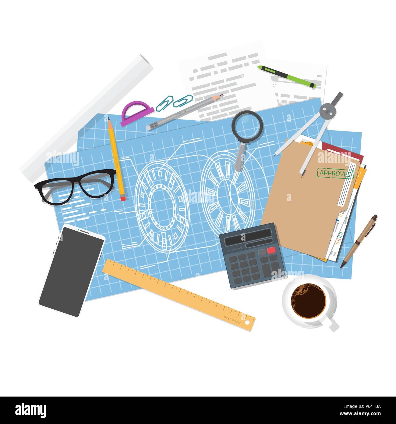Architect draft table Stock Vector Images - Alamy
