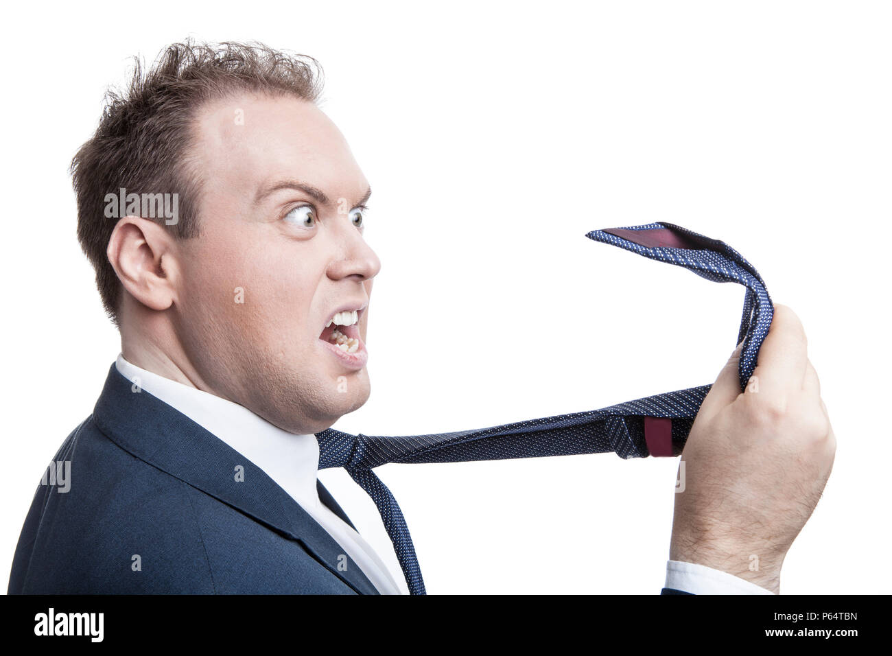 man mad at himself on a white background Stock Photo - Alamy