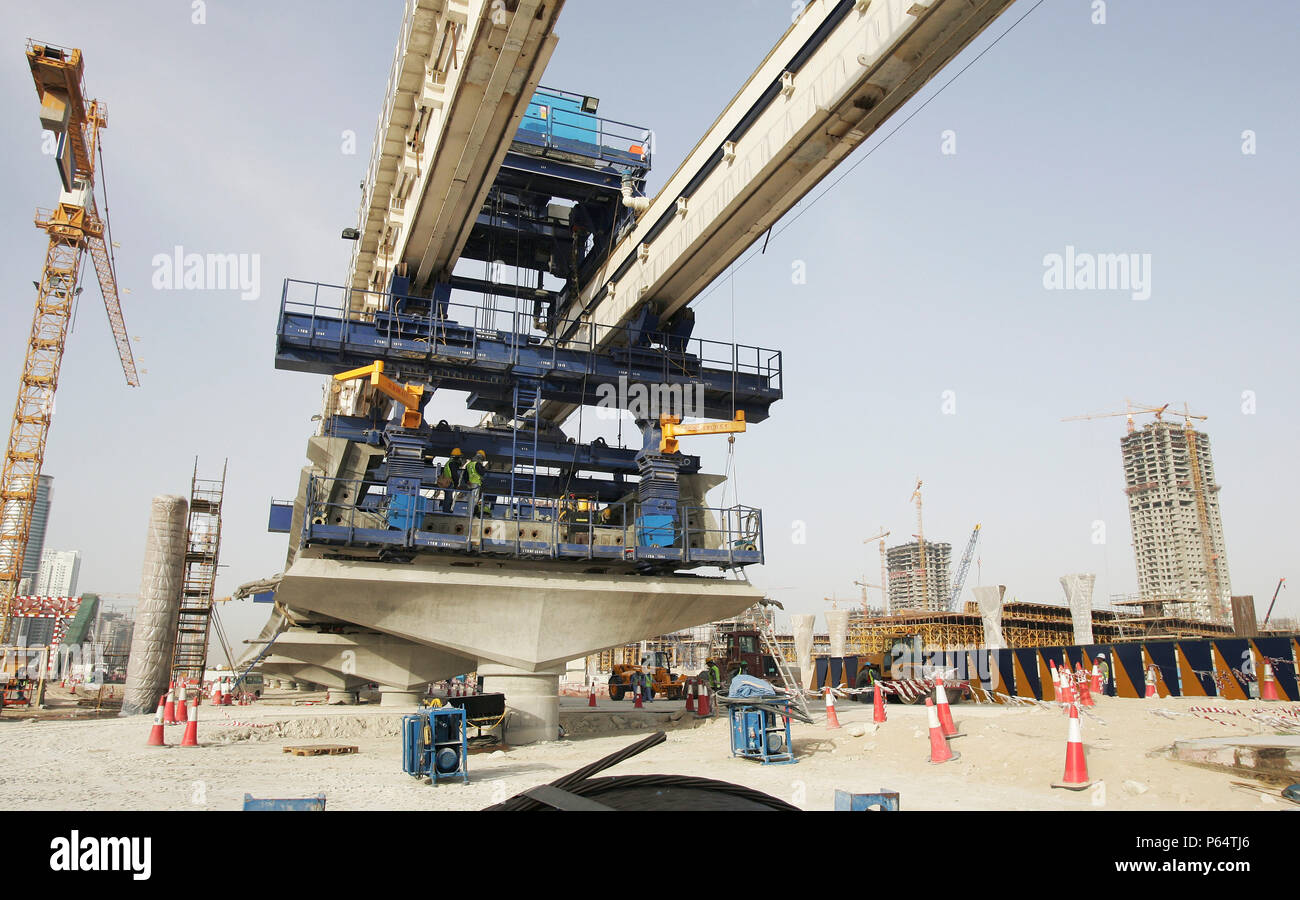Seven launching gantries are used for the installation of viaduct deck ...