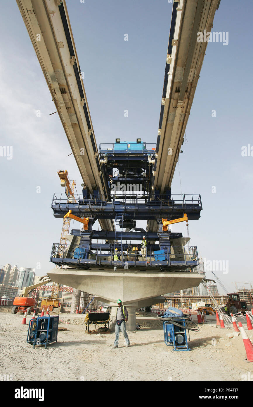 Seven launching gantries are used for the installation of viaduct deck ...