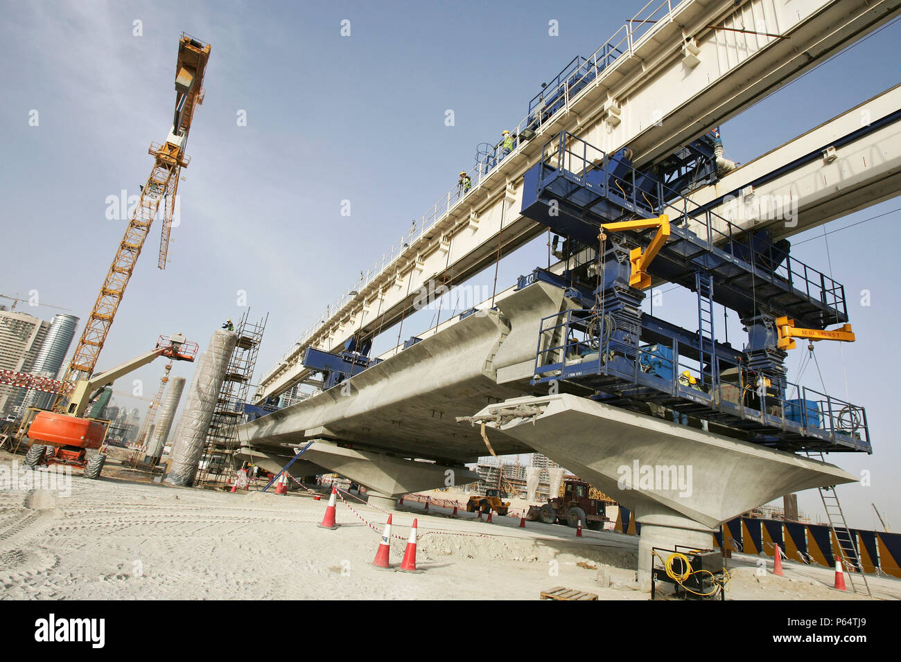 Seven launching gantries are used for the installation of viaduct deck ...