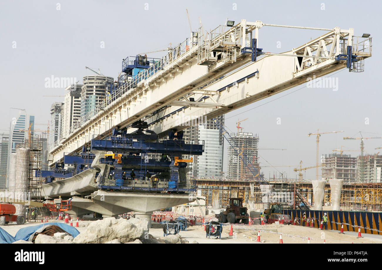 Seven launching gantries are used for the installation of viaduct deck ...