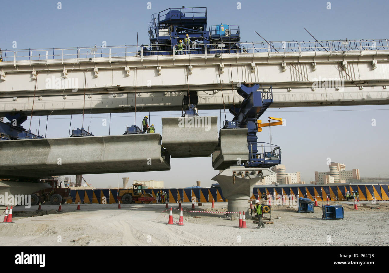 Seven launching gantries are used for the installation of viaduct deck ...