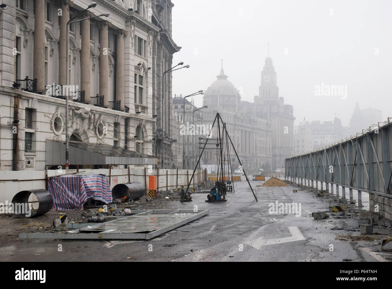 Work on the Bund in Shanghai, China, 22 March 2008. The construction is ...