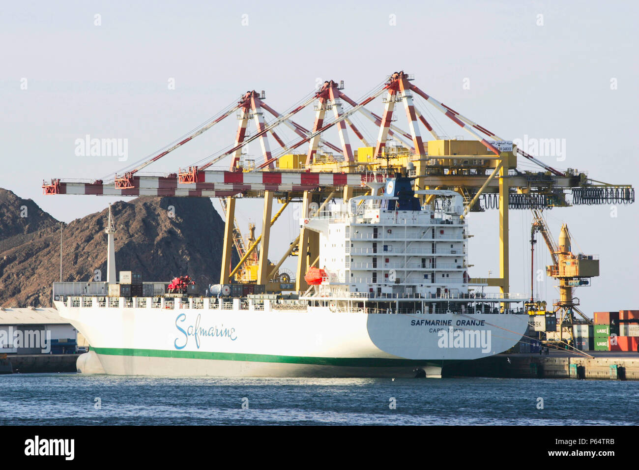 Container ship at port in Muscat, Oman Stock Photo - Alamy