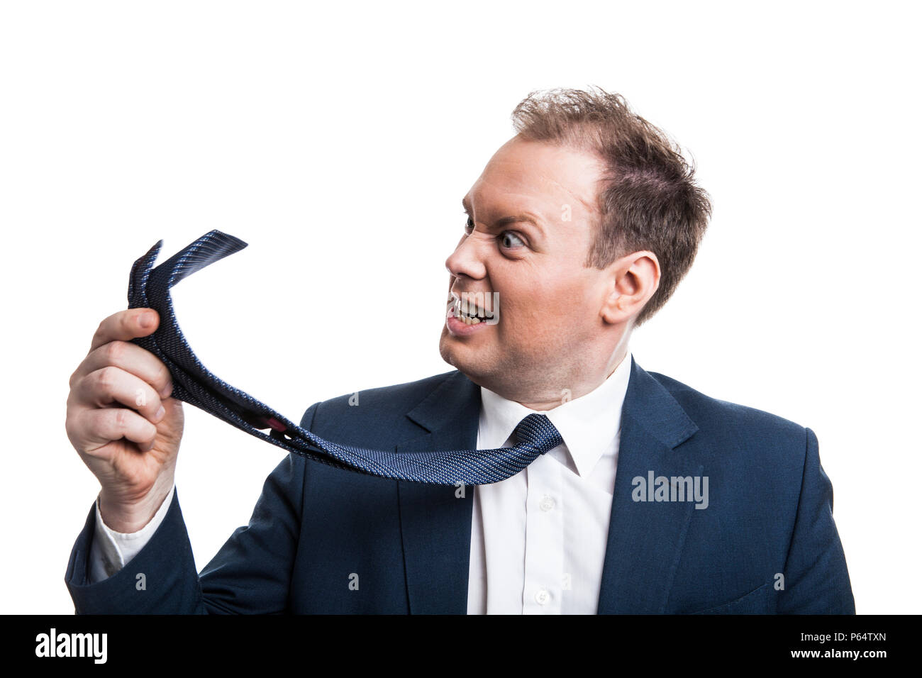 man mad at himself on a white background Stock Photo - Alamy