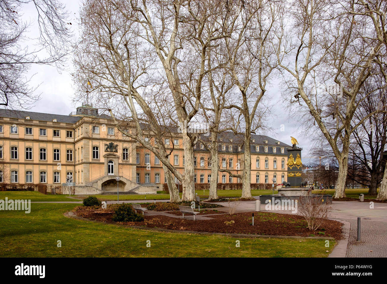 The Baroque architecture of Neues Schloss Stuttgart and Akademiegarten ...