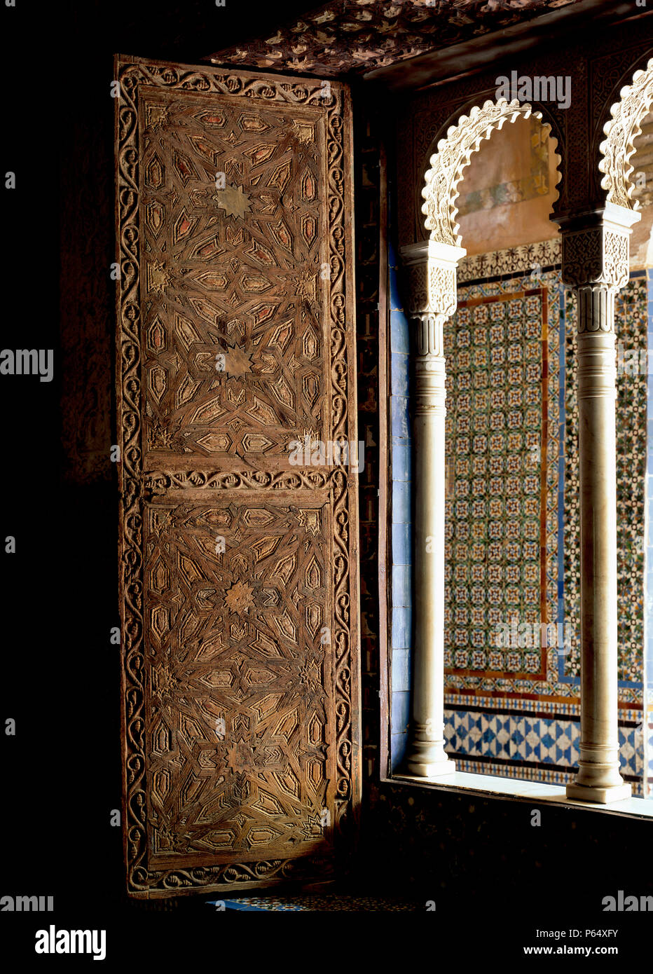Traditional window with pillars,casa de pilatos,seville,Spain Stock ...