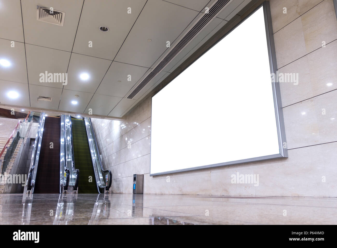 Billboard Rectangular White Mockup City Advertisement Stock Photo - Alamy