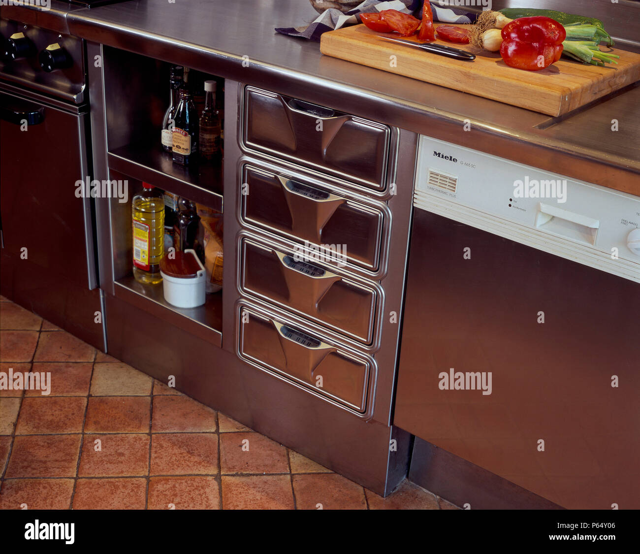 Partial view of a neat metallic unit Stock Photo - Alamy