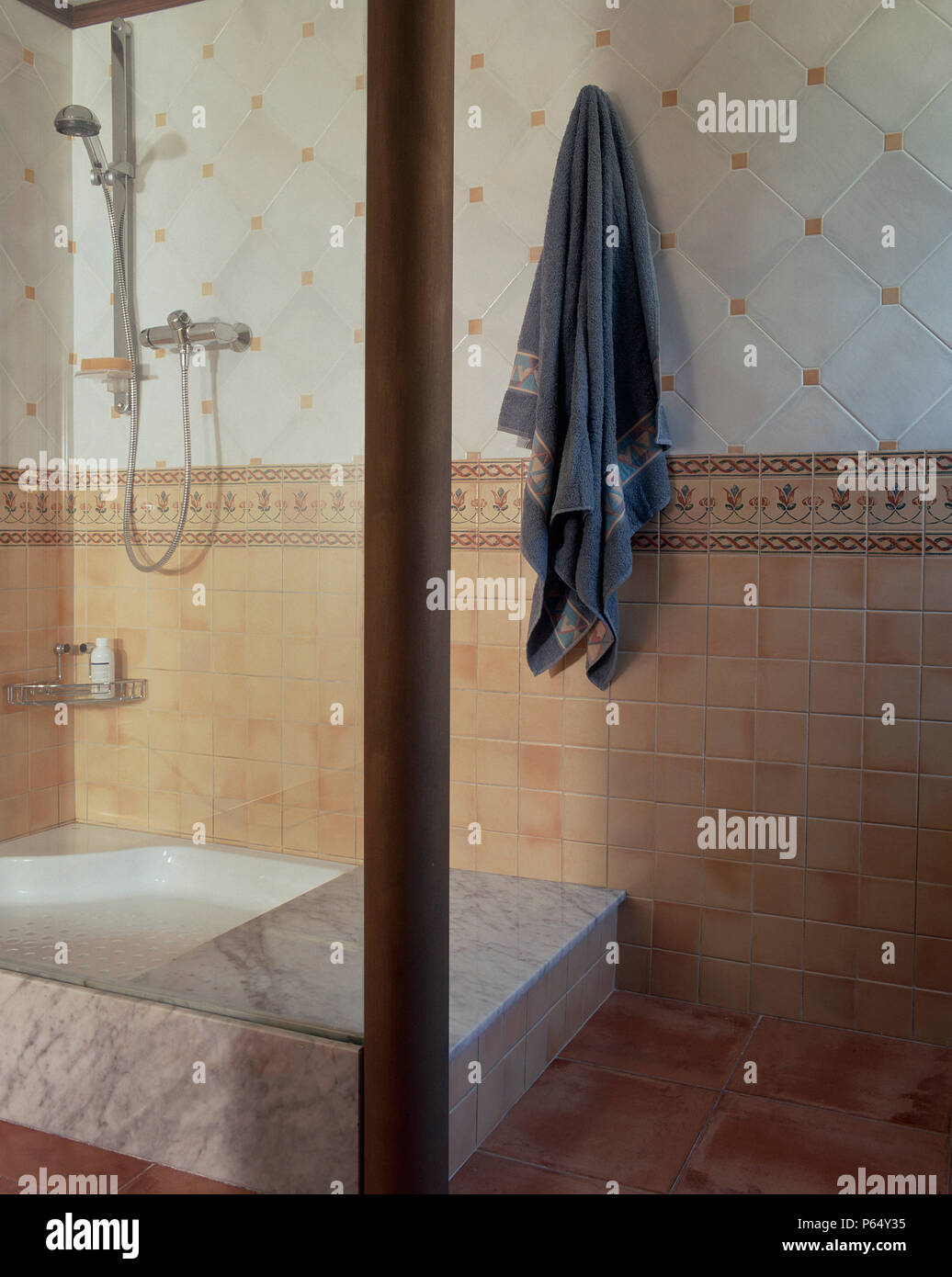 View of a bathroom with a shower area Stock Photo - Alamy