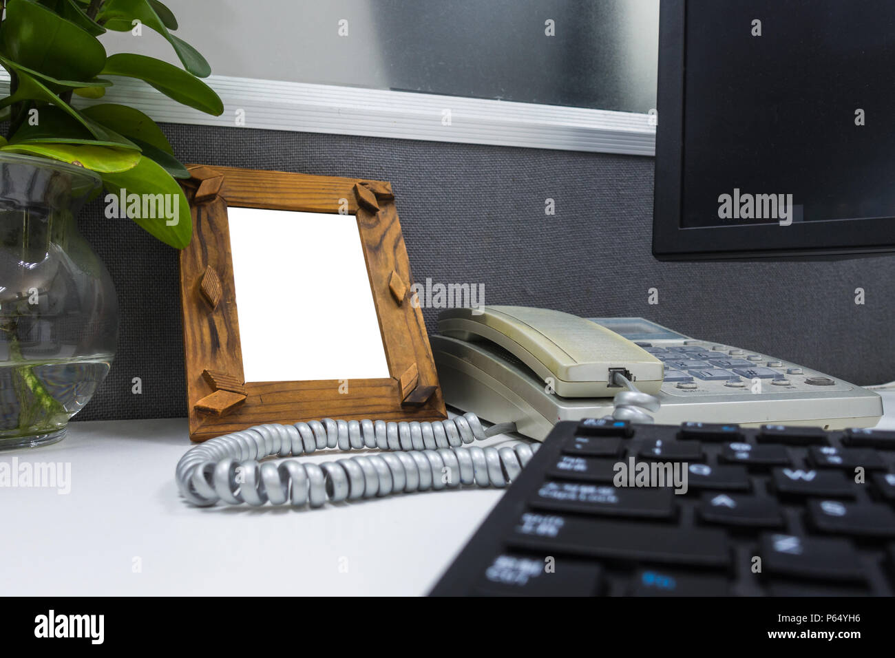 Photo Frame Billboard Rectangular White Mockup on the Desk Stock Photo ...