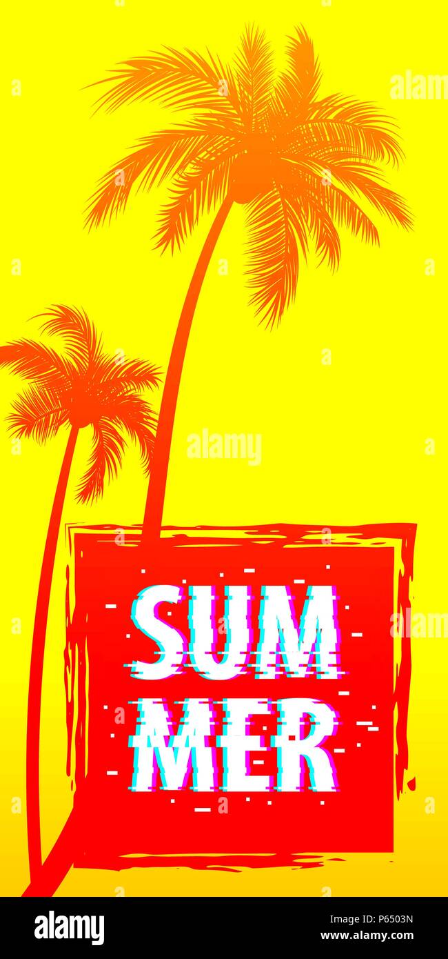 Summer time palm tree banner poster Stock Vector Image & Art - Alamy