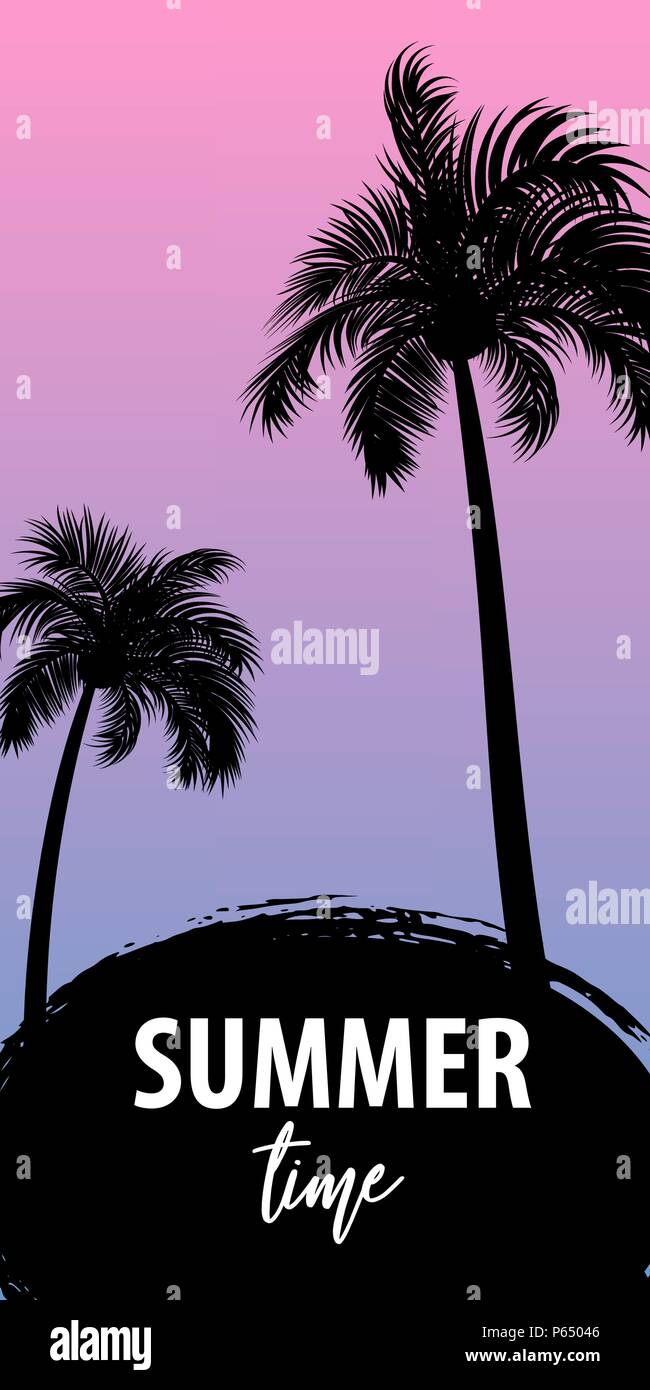 Summer time palm tree banner poster Stock Vector Image & Art - Alamy