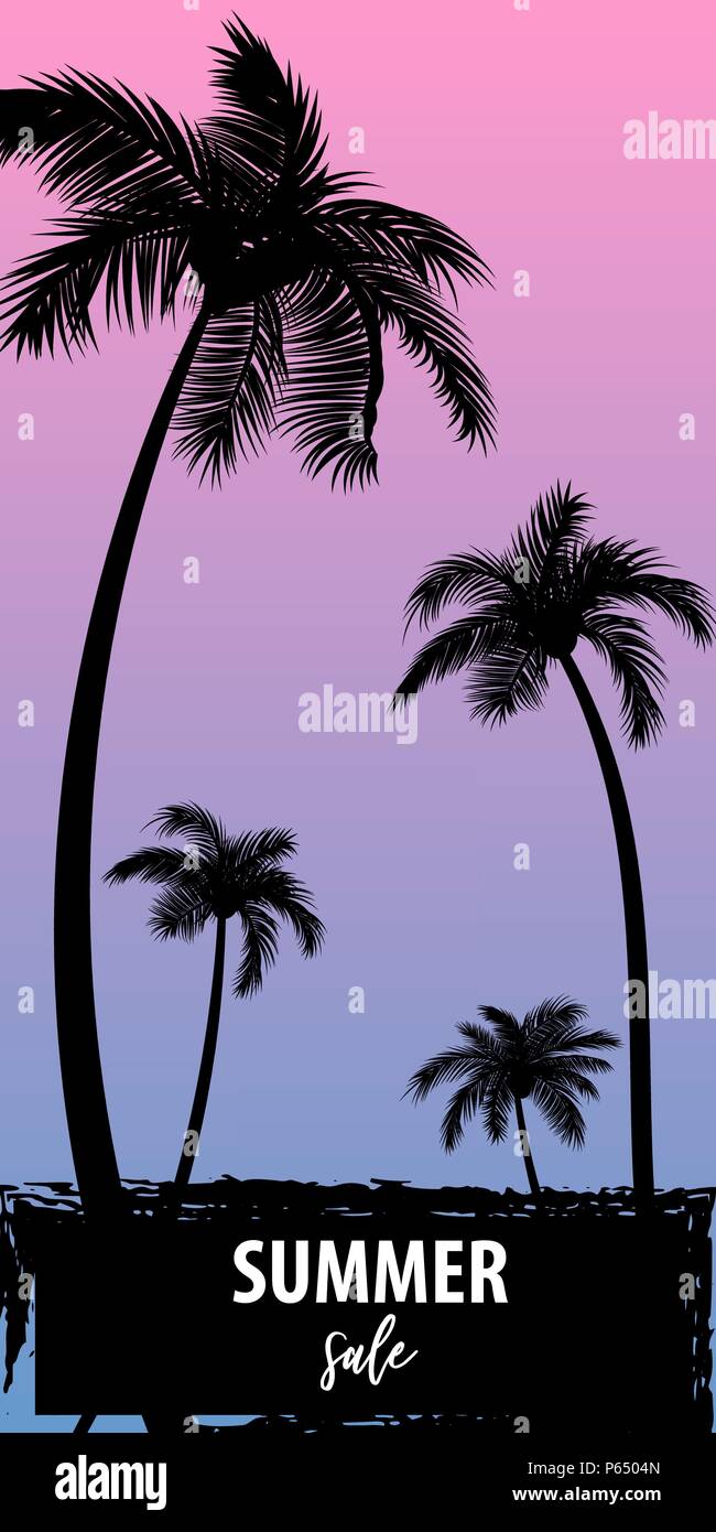 Summer time palm tree banner poster Stock Vector Image & Art - Alamy