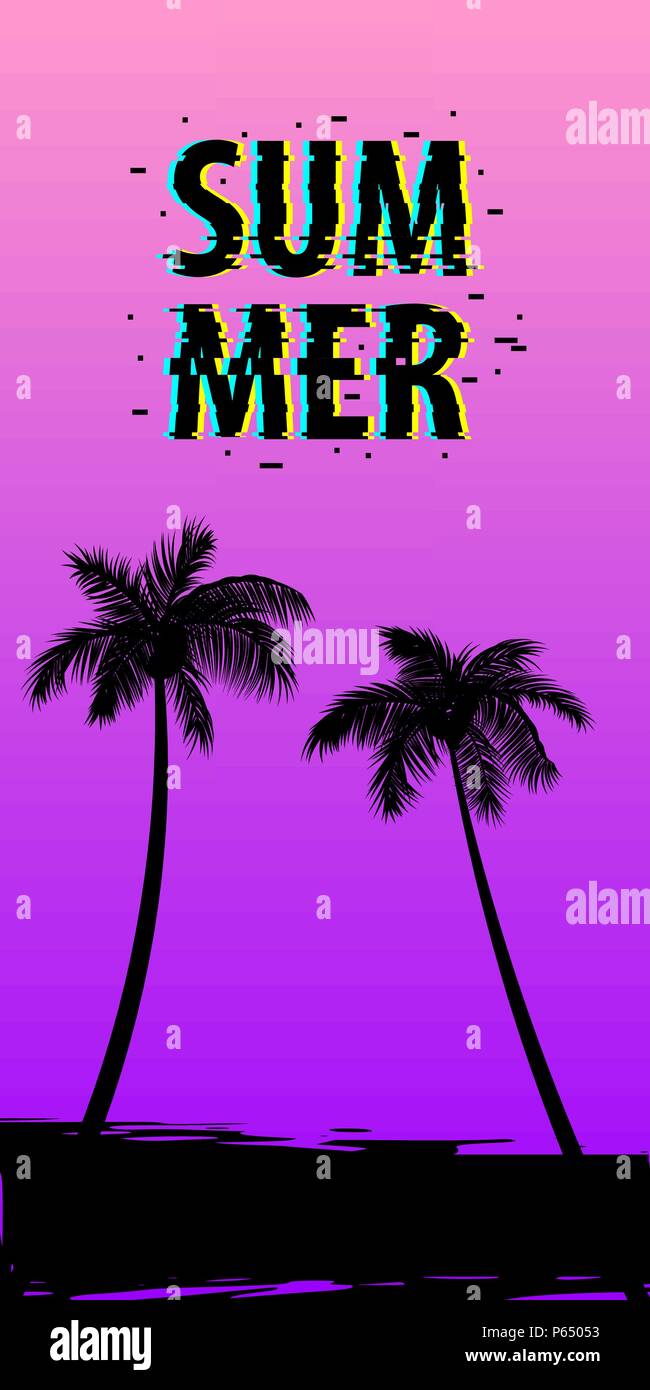 Summer time palm tree banner poster Stock Vector Image & Art - Alamy