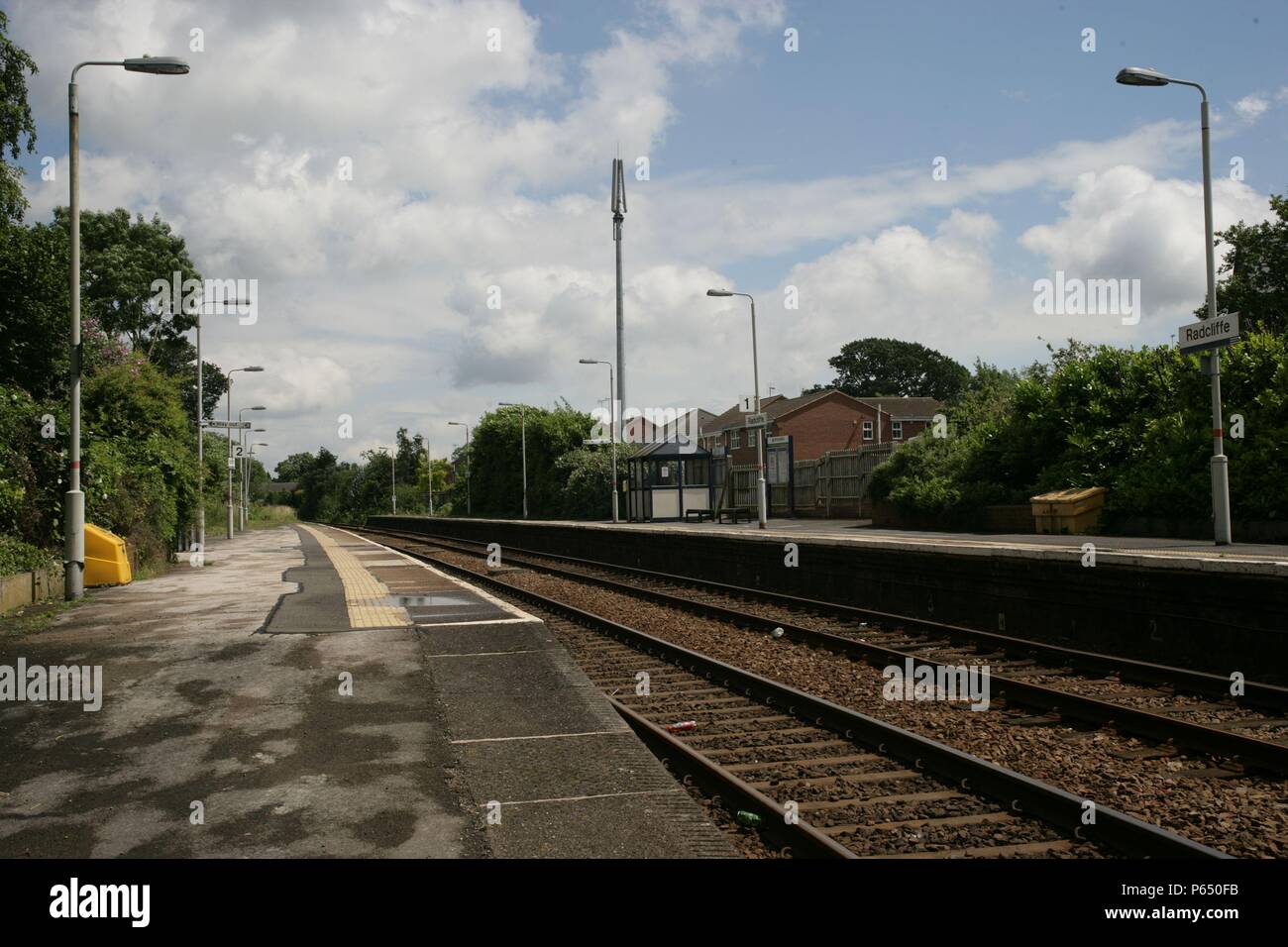 View showing lighting from the platforms of Radcliffe station ...